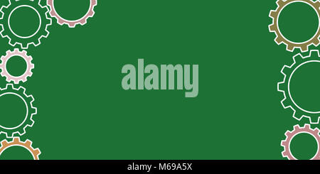 green background with simple cogs and gearwheels illustration backdrop ...