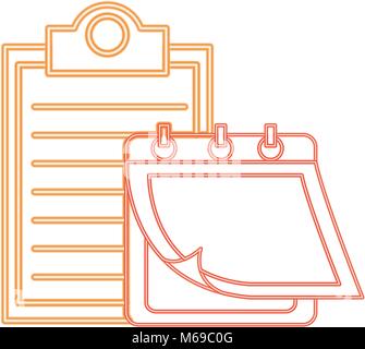 Calendar with checkmark neon icon in line style. Save the date, tick ...