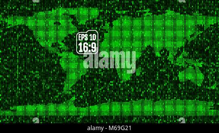 World map from binary code. Abstract planet earth. Futuristic ...