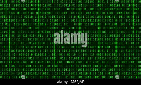 Green color background in a matrix style. Data stream. Falling random ...