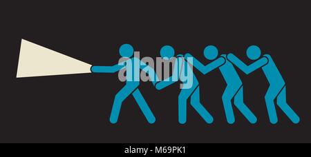 Crowd of People Following Leader, Vector Cartoon Stick Figure ...