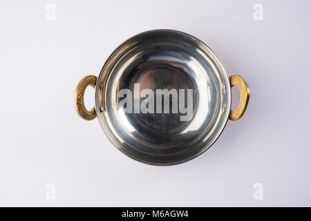 empty Indian Kadhai or Karhai or frying pan or iron wok isolated on ...