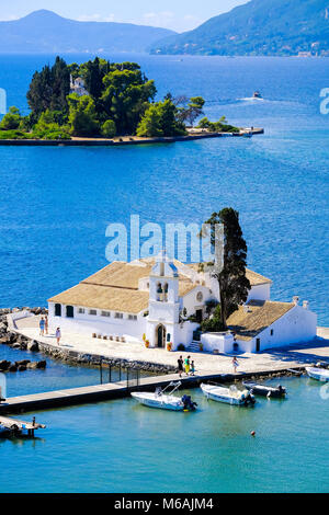 Pontikonisi Island Of Corfu Symbol And Vlacherna Monastery Stock Photo ...