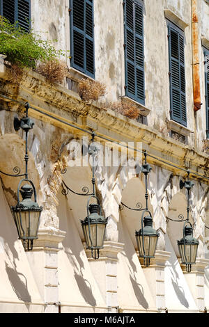 Corfu Liston Promenade architecture and details. Kerkyra island, Greece ...
