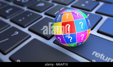 Question Concept, on a laptop illustration design over white Stock ...