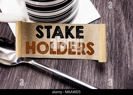 Stakeholder word written on wood block. Stakeholder text on wooden ...