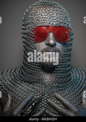 information firewall, man with iron armor and red glasses, concept of ...