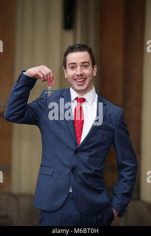 Charlie Fogarty with his MBE, awarded for services to young people in ...