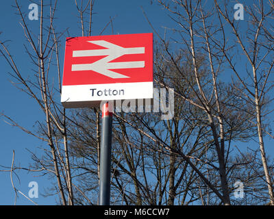 Railway station sign, Totton, New Forest, Hampshire, England, UK Stock ...