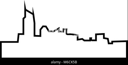 cleveland skyline silhouette outline on white background Stock Vector ...