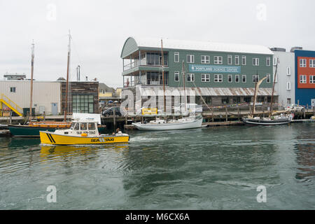 USA, Maine, Portland, waterfront and Portland Science Center Stock ...