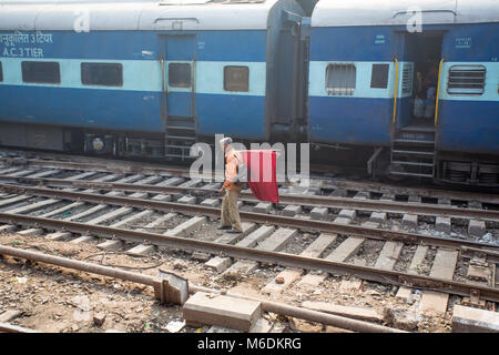 A Lineman on the Rail Tracks Stock Photo - Alamy