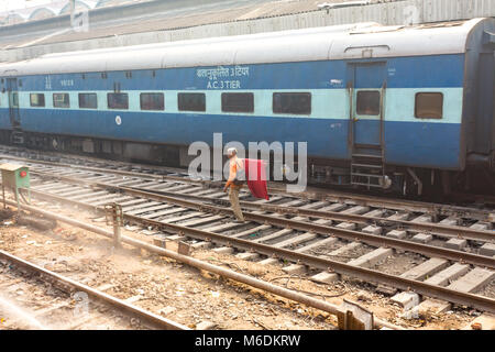 A Lineman on the Rail Tracks Stock Photo - Alamy