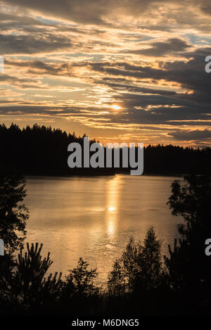 Golden Sunset Over a Lake Stock Photo - Alamy