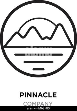 pinnacle icon isolated on white background with gray frame, sign and ...