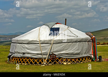 Yurt with solar and satellite in Mongolia Stock Photo - Alamy