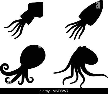 Vector Illustration of Cuttlefish Silhouette Stock Vector Image & Art ...