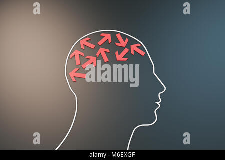 Human brain with arrow, way of thinking Stock Photo - Alamy