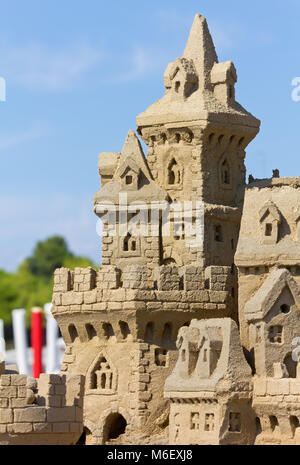 Very complex and detailed sand castle on a beach Stock Photo - Alamy