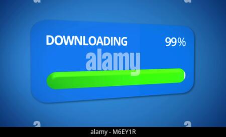 Download progress almost done, dialog box with green status bar, software update Stock Photo - Alamy