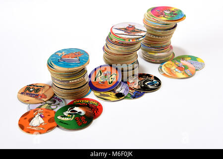 Collection of the Mid 90’s game of Pog’s Stock Photo - Alamy