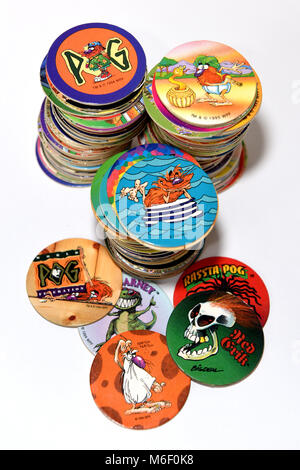 Collection of the Mid 90’s game of Pog’s Stock Photo - Alamy