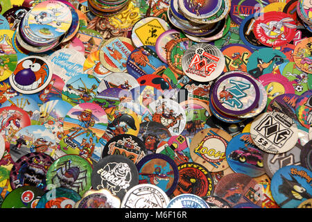 Collection of the Mid 90’s game of Pog’s Stock Photo - Alamy