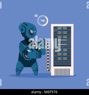 Hacker artificial intelligence robot danger dark face. Cyborg binary code head shadow online ...