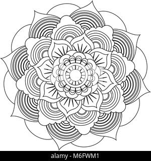 Isolated colorless mandala pattern drawing Vector Stock Vector Image ...