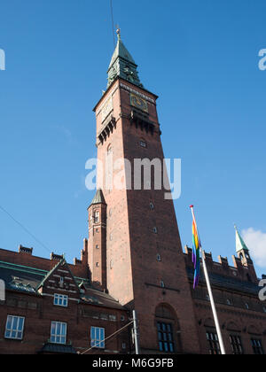 Copenhagen City Hall and Clock Tower View from Over Rooftops Stock ...