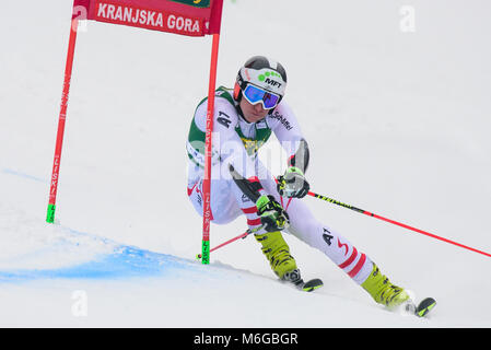 Dominik Raschner of Austria competes during the Audi FIS Alpine Ski ...
