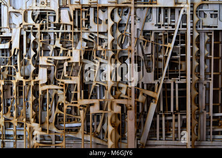 Laser cutting waste of plywood dollhouse in workshop. Close-up Stock ...