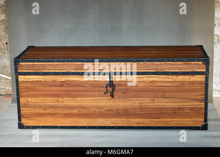 Solid teak chest. Wooden storage chest made of solid teak and metal ...