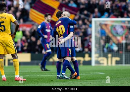 Leo Messi is injured during the match between FC Barcelona and Sevilla ...