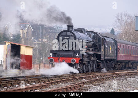 Steam engine Leander on the East Lancashire railway at Heywood station ...