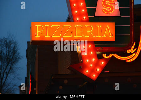 Pizza Sign Lights - an illuminated Pizza sign outside a restaurant in ...