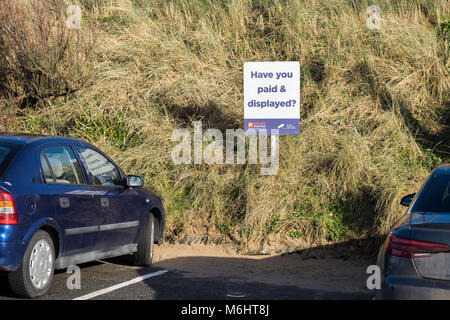 A parking sign owned by Smart Parking in Fistral Beach car park Newquay ...