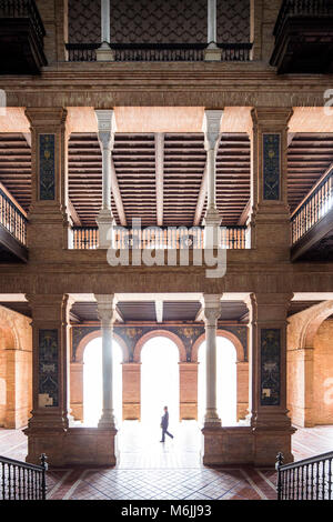 Visitors inside Plaza de España, Seville, Spain Stock Photo - Alamy