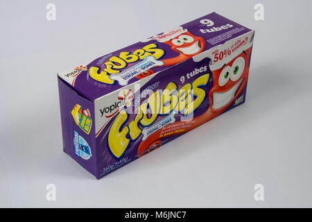 CHESTER, UK - MARCH 4TH 2018: Tubes of Yoplait Frubes Petits Filous ...