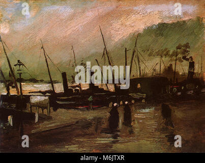 Quayside with Ships in Antwerp 1885; Netherlands by Vincent van Gogh ...