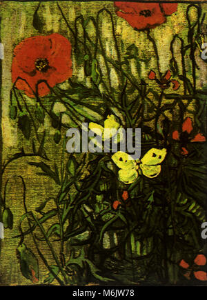 Vincent van Gogh, Poppies and Butterflies. 1890. Post-Impressionism ...