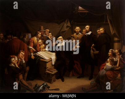 The Signing of the Mayflower Compact Stock Photo - Alamy