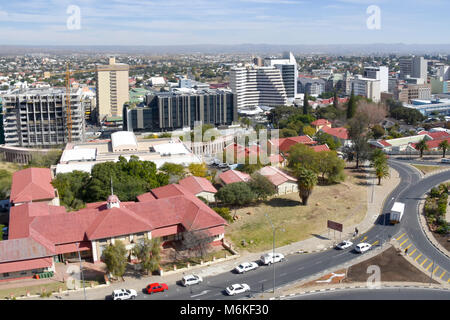 Aerial view of the city centre of Windhoek Namibia south west Africa ...