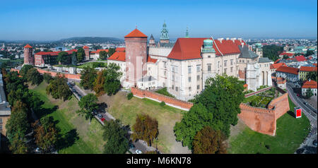 Royal Wawel Castle and green garden inside. Kracow, Poland. Travel ...