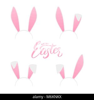 Easter masks set. Vector rabbit ears masks collection for Easter ...