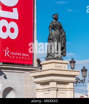 Isabel 2nd statue and Monument at Opera Square in Madrid Stock Photo ...
