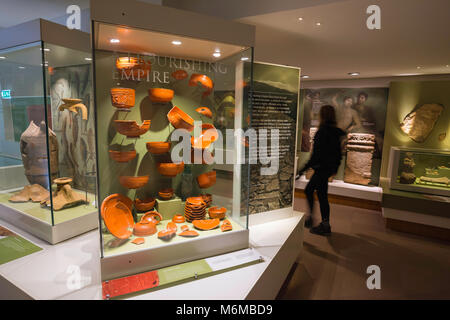 Vindolanda Museum, view of a display case containing both an original ...