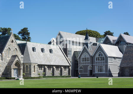 Quadrangle and chapel, Christ's College, Rolleston Avenue, Christchurch ...