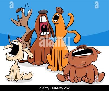 cartoon illustration of howling or barking dogs animal characters group ...