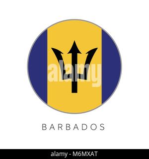 Barbados Round Country Flag. Circular Barbadian National Flag. Bajan ...
